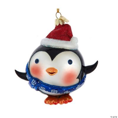 Kurt Adler Noble Gems Glass Christmas Ornament, Roly Poly Penguin