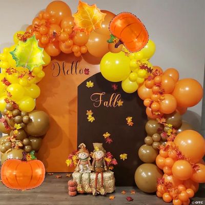 Fall Thanksgiving Balloons Garland Arch Kit - 140pcs Orange Yellow ...
