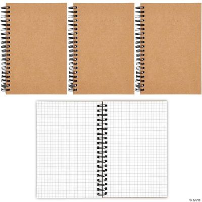 4-Pack Grid Spiral Bound Graph Paper Notebooks with Kraft Cover ...