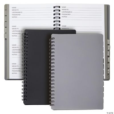 2 Pack Spiral Bound Internet Address and Password Logbook with ...
