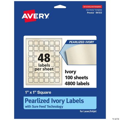 Avery Pearlized Ivory Square Labels, 1" x 1", 4,800ct | Oriental Trading