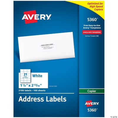 Avery Address Labels for Copiers, 1" x 2-13/16", 2,100 Labels (5360 ...