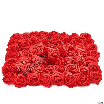 60-Pack 3-Inch Artificial Rose Flowers Heads with Stems, Fake Flower ...