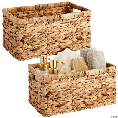 2 Pack Small Rectangular Wicker Baskets for Shelves, 6 Inch Wide Hand ...