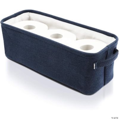Dark Blue Jute Fabric Storage Bin Basket Box Container Cubes Organizer ...