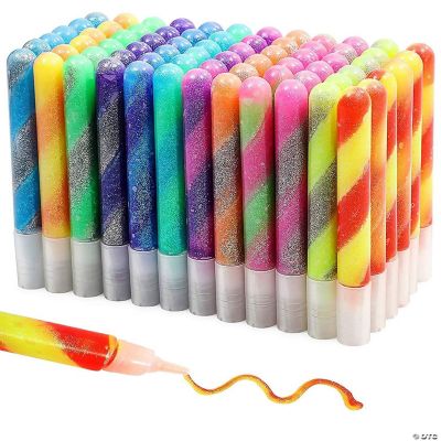 72-Pack Art Glue with Glitter Gel Pens, Rainbow Glue Stick Set for ...