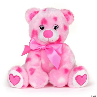 Pink Plush Stuffed Animal Teddy Bear with Hearts, 8.5 inches | Oriental ...