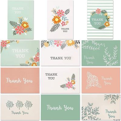 96-Pack Floral Design Thank You Note Cards Bulk Box Set with Envelope ...
