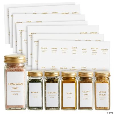 140 Pieces Gold Spice Jar Labels, Minimalist Preprinted All Caps Text ...