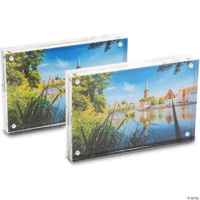2-Pack Magnetic Acrylic Plastic Picture Photo Frames Holder 4x6 Crystal ...