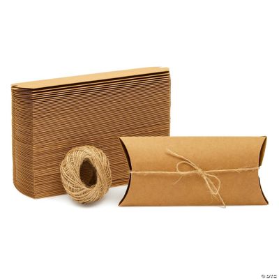 100-Pack Pillow Boxes with Jute Twine - Kraft Paper Pillow Box for ...