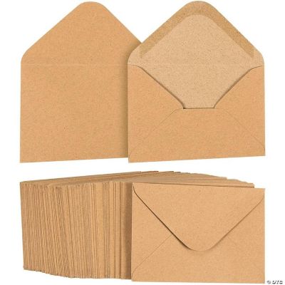 100-Pack A1 Brown Kraft Paper Envelopes 5 x 3 Gummed Seal V-Flap for ...