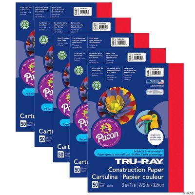 Tru-Ray Construction Paper, Festive Red, 9" x 12", 50 Sheets Per Pack, 5 Packs | Oriental Trading