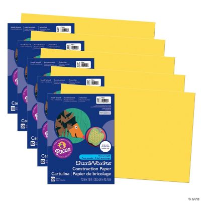 Prang Construction Paper, Yellow, 12" x 18", 50 Sheets Per Pack, 5 ...