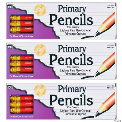 Charles Leonard Primary Pencil, 0.41", Red with Eraser, 12 Per Box, 3 ...
