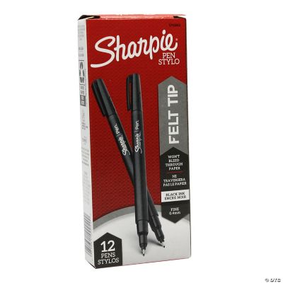 Sharpie Felt Tip Pens, Fine Point (0.4mm), Black, Black, Box of 12 ...