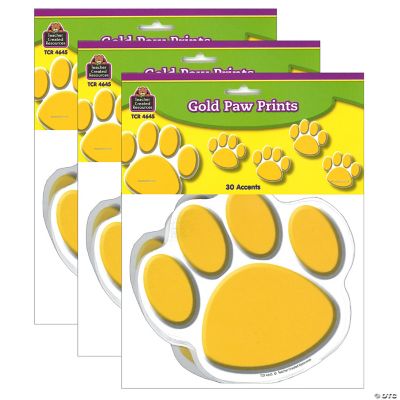 Teacher Created Resources Gold Paw Prints Accents, 30 Per Packs, 3 ...
