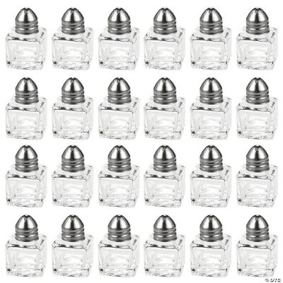 24-Piece Square Glass Mini 0.5oz Salt and Pepper Shakers Dispenser ...