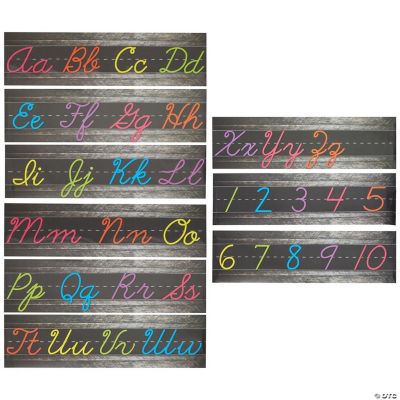 9 Pack Cursive Alphabet Wall Strip, Numbers Bulletin Board Borders for ...