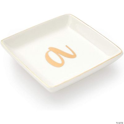 Letter A Ceramic Trinket Tray, Monogram Initials Jewelry Dish for Ring ...