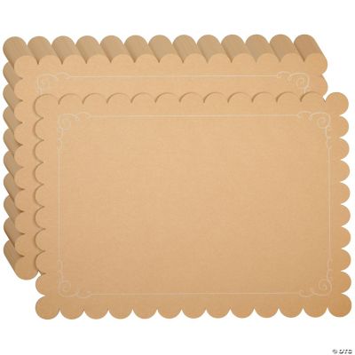 100 Pack Disposable Scalloped Kraft Paper Placemats for Dining Table ...