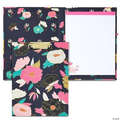 Floral Clipboard Folio with Notepad, Low Profile Clip and Interior ...
