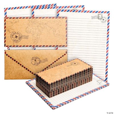 96 Pack Vintage-Style Airmail Stationery Set (48 Lined Paper Sheets ...