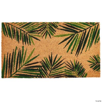 Tropical Welcome Mat for Outdoor Entrance, Coco Coir Palm Leaf Plant ...