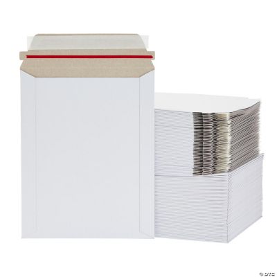 100-Pack Stay Flat Rigid Mailers with Self Adhesive Seal, Bulk White Cardboard Envelopes for ...