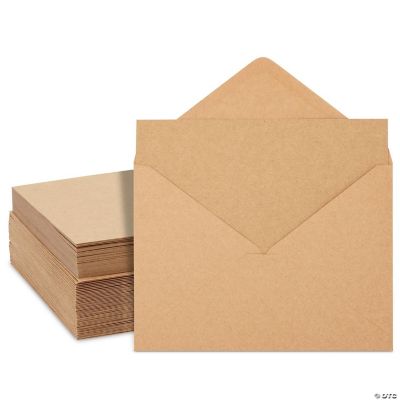 50 Pack Blank Cards and Envelopes 5x7, Kraft Paper A7 Notecards for DIY ...