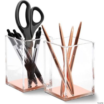 2-Pack Acrylic Pencil Pen Holder Desk Stationery Office Organization ...