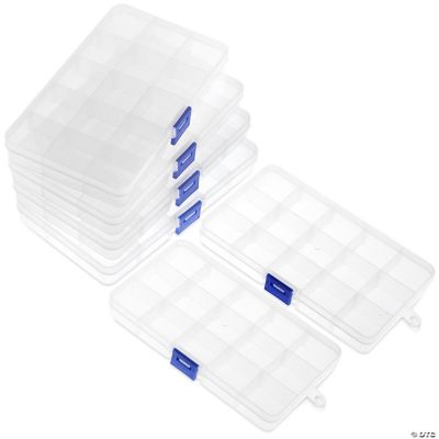 6 Pack Organizer & Container Plastic Box with 15 Adjustable Grids for ...