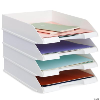 4 Pack Stackable Paper Trays for Letter Documents, Desktop File ...