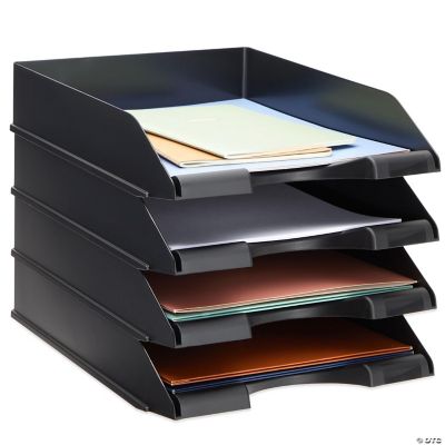 4 Pack Stackable Paper Trays for Letter Documents, Desktop File ...