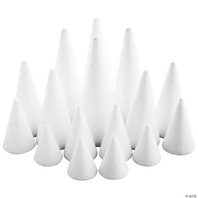 16 Pack Foam Cones for Crafts, 4 Assorted Sizes for Holiday Decorations ...