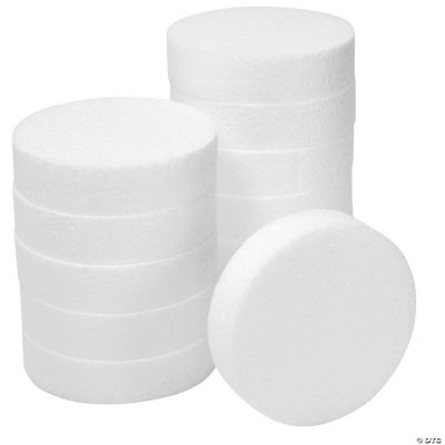 12 Pack Foam Circles for Crafts, Round Polystyrene Discs for DIY ...
