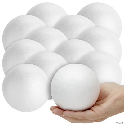4 Inch Foam Balls for Crafts - 12 Pack Round White Polystyrene Spheres ...