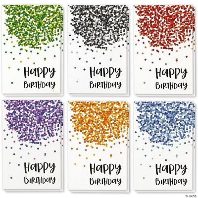 48 Greeting Happy Birthday Card Bulk Box Set Confetti Designs w ...