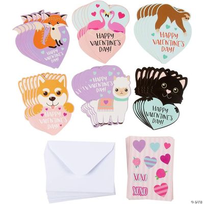 36 Pack Animal Valentine's Cards with Envelopes for Kids (3.25 x 4.5 in ...