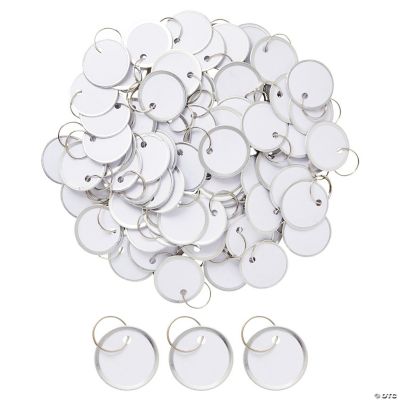 100-Pack Paper Key Tags with Metal Rings - 1.2 Inch Round Rimmed Split ...