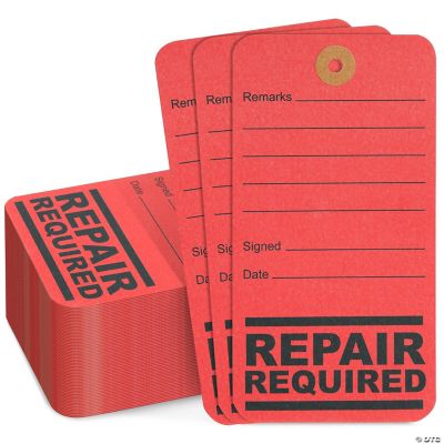 100-Pack Repair Maintenance Tags, Service Red Tags for Broken Equipment ...