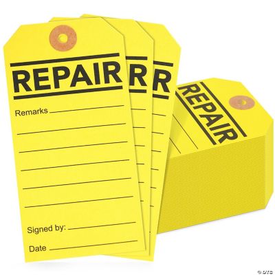 100-Pack Repair Required Tags, Yellow Service Tags for Broken Equipment ...