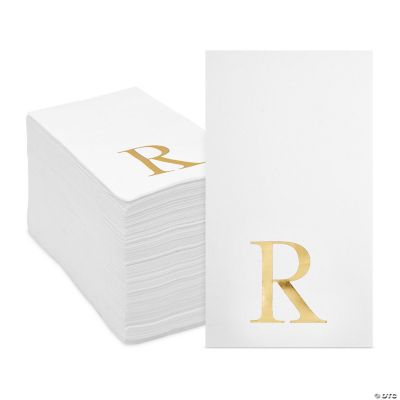 100 Pack Gold Foil Initial Letter R White Monogrammed Paper Napkins for ...