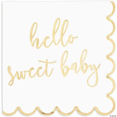 50 Pack Scalloped Hello Sweet Baby Napkins for Baby Shower Decorations ...