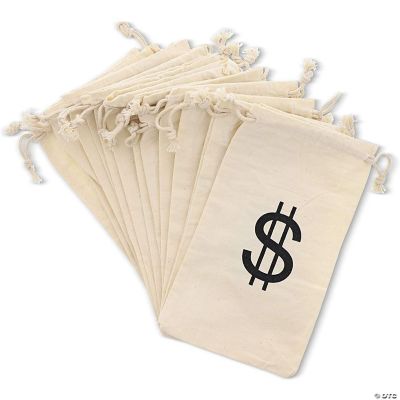 7" Set of 12 Money Bag Pouches with Drawstring Closure Canvas Cloth and ...
