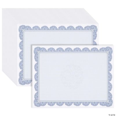 96 Sheets Certificate Paper for Printing with Navy Blue Floral Border ...