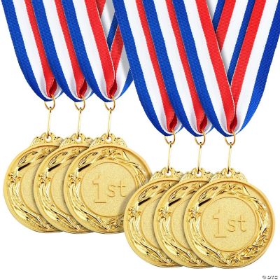 6-Pack Gold Round Metal 1st Place Medals for All Ages, Participation ...
