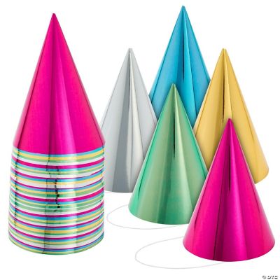 50 Pack Birthday Party Cone Hats for Kids and Adults, Bulk Set in 5 ...