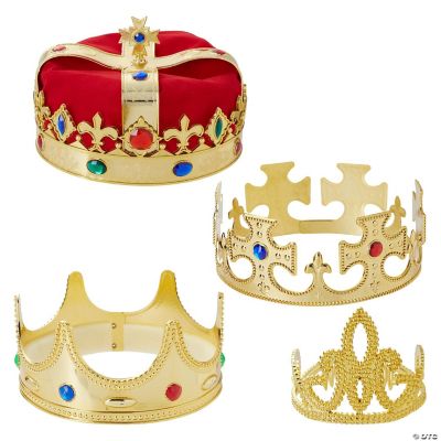 4-Pack King and Queen Crowns Set for Kids - Gold Crowns and Tiara for ...