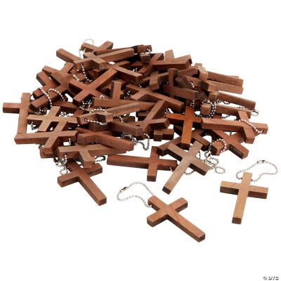50 Pack Mini Wooden Cross Keychains for Christian Party Favors, Crafts ...
